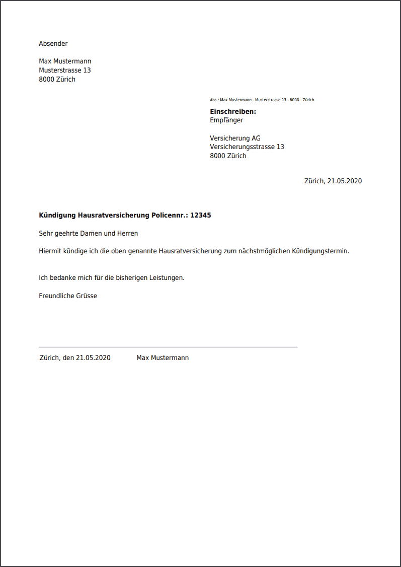 Huk Hausratversicherung Kundigen